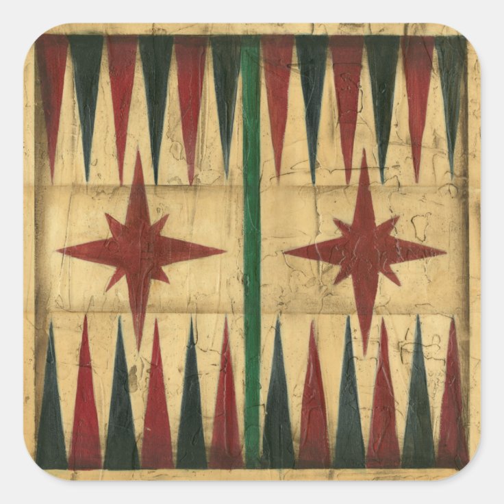 Antique Backgammon Game Board by Ethan Harper Square Sticker | Zazzle
