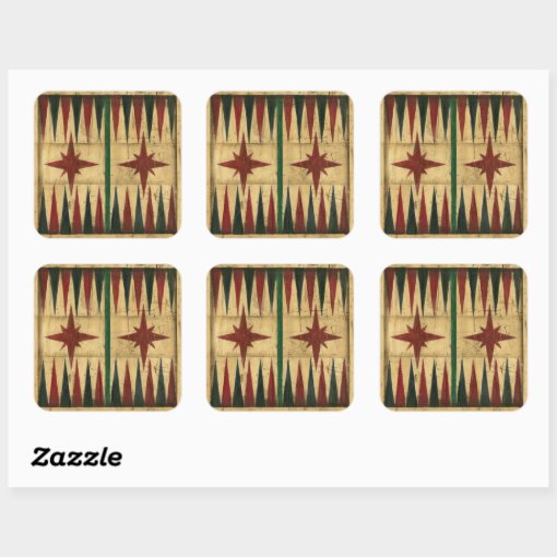 Antique Backgammon Game Board by Ethan Harper Square Sticker | Zazzle