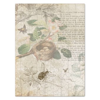 Antique Bee Botanical Ephemera Decoupage Tissue Paper | Zazzle