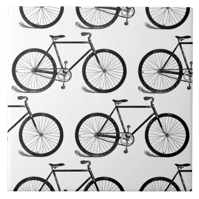 Antique Bicycles Vintage Bike Art CUSTOM BG COLOR Ceramic Tile | Zazzle