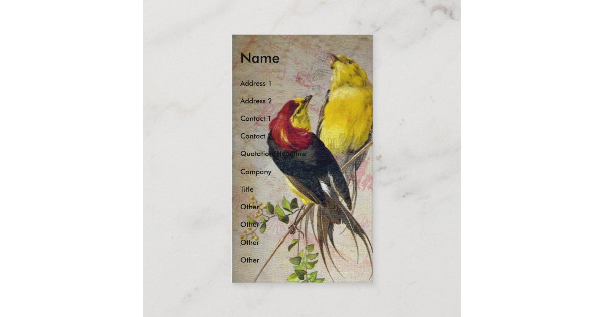 Antique Birds Business Card | Zazzle