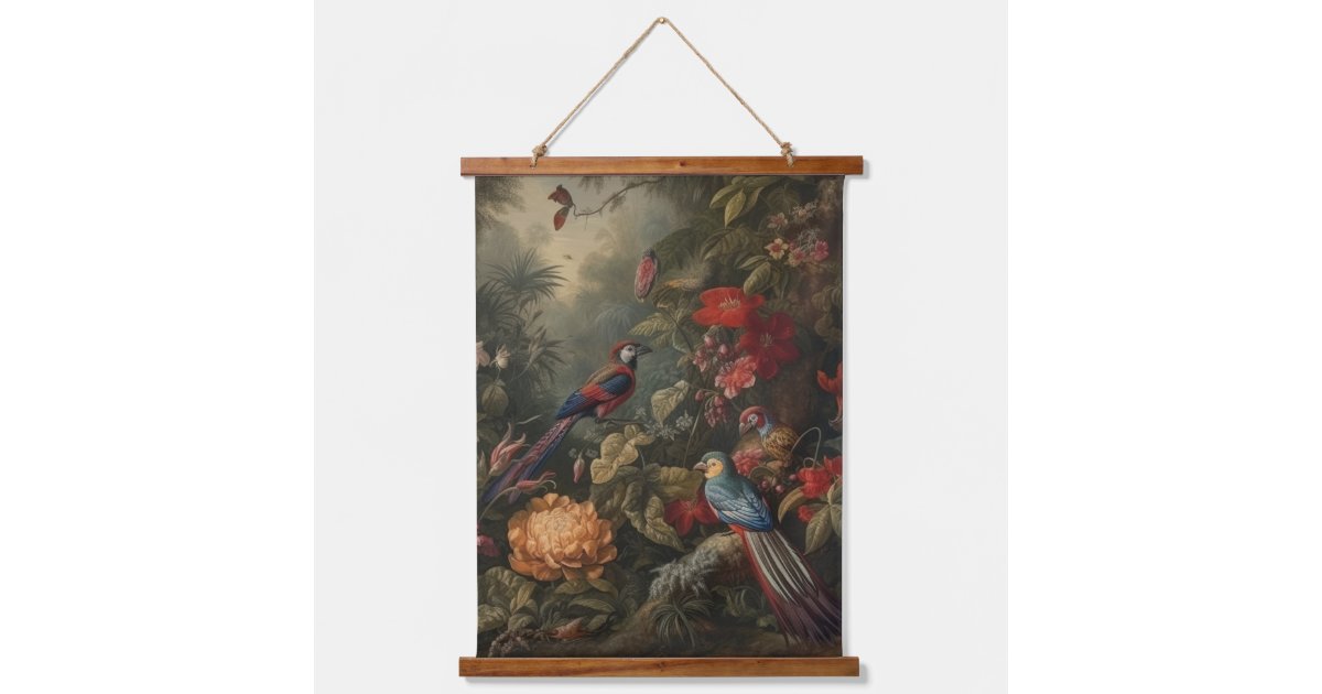 Antique Birds in Paradise Botanical Wall Mural Hanging Tapestry | Zazzle