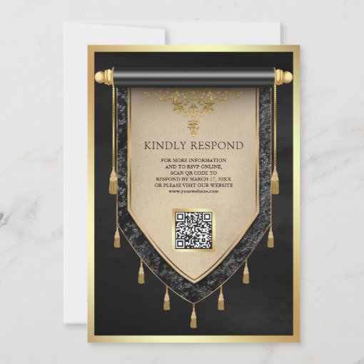 Antique Black Gold Scroll Muslim Wedding Invitation | Zazzle
