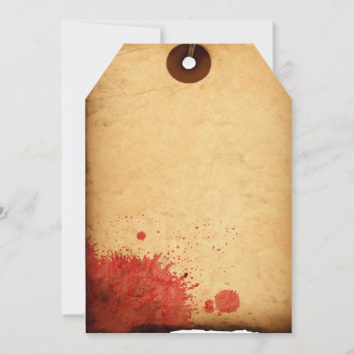 ANTIQUE BLOODY TOE TAG HALLOWEEN INVITATION | Zazzle