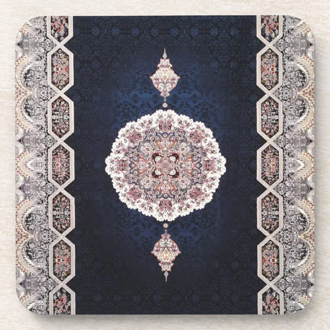 Antique Blue Turkish Persian Carpet Rug Beverage Coaster | Zazzle