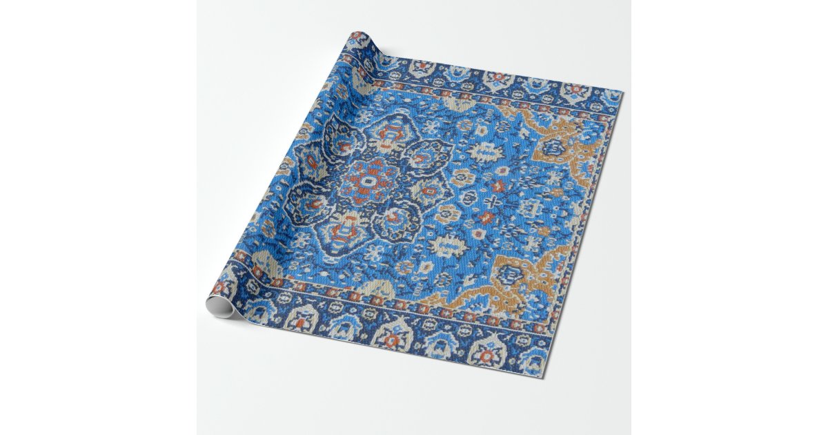 Antique Blue Turkish Persian Carpet Rug Wrapping Paper | Zazzle