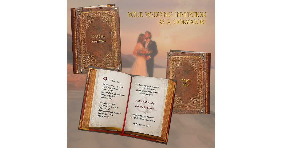 Antique Book Wedding invite (customizable) | Zazzle
