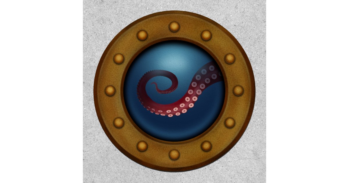 Antique Brass Porthole Octopus Tentacle Steampunk Patch | Zazzle