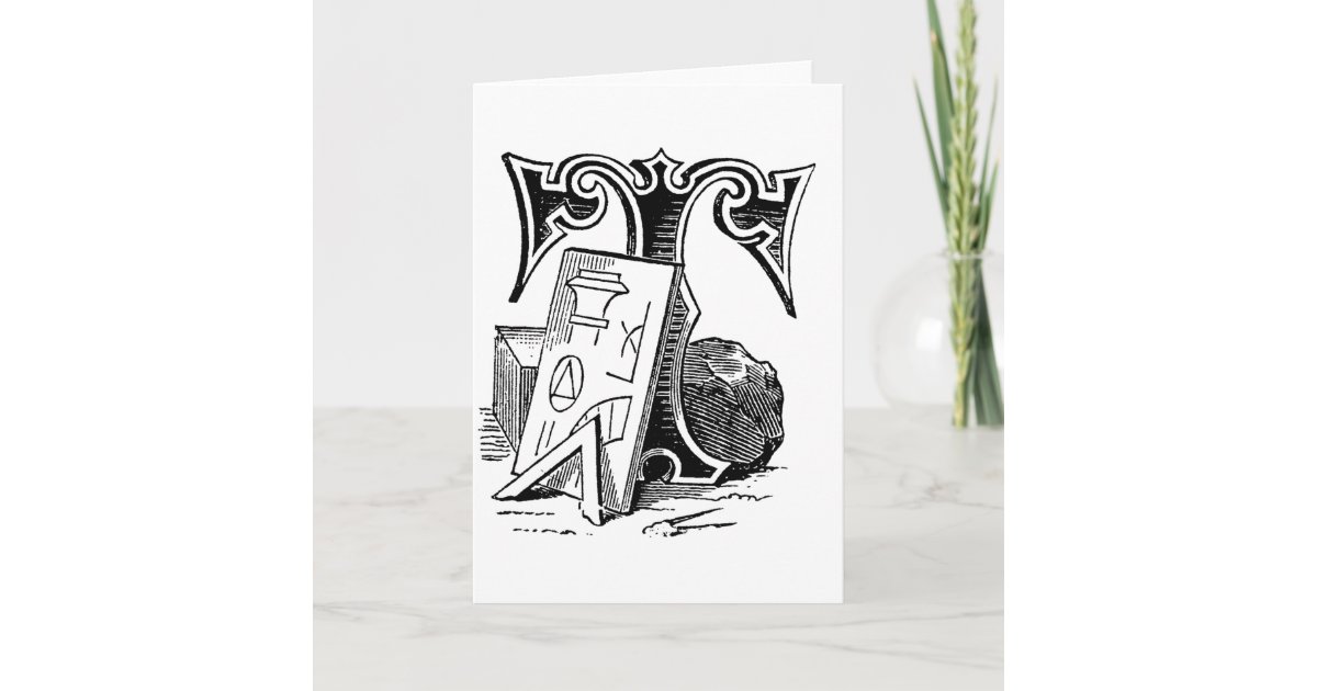 Antique Calligraphy Masonic Symbols Letter T Note Card | Zazzle