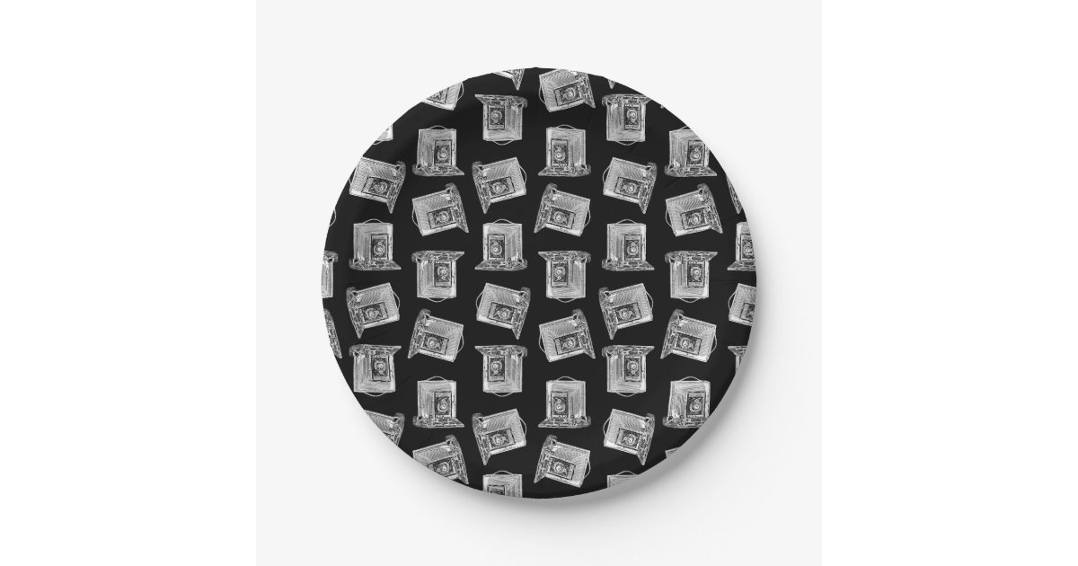 Antique Camera Pattern Illustrated Vintage Cameras Paper Plates | Zazzle