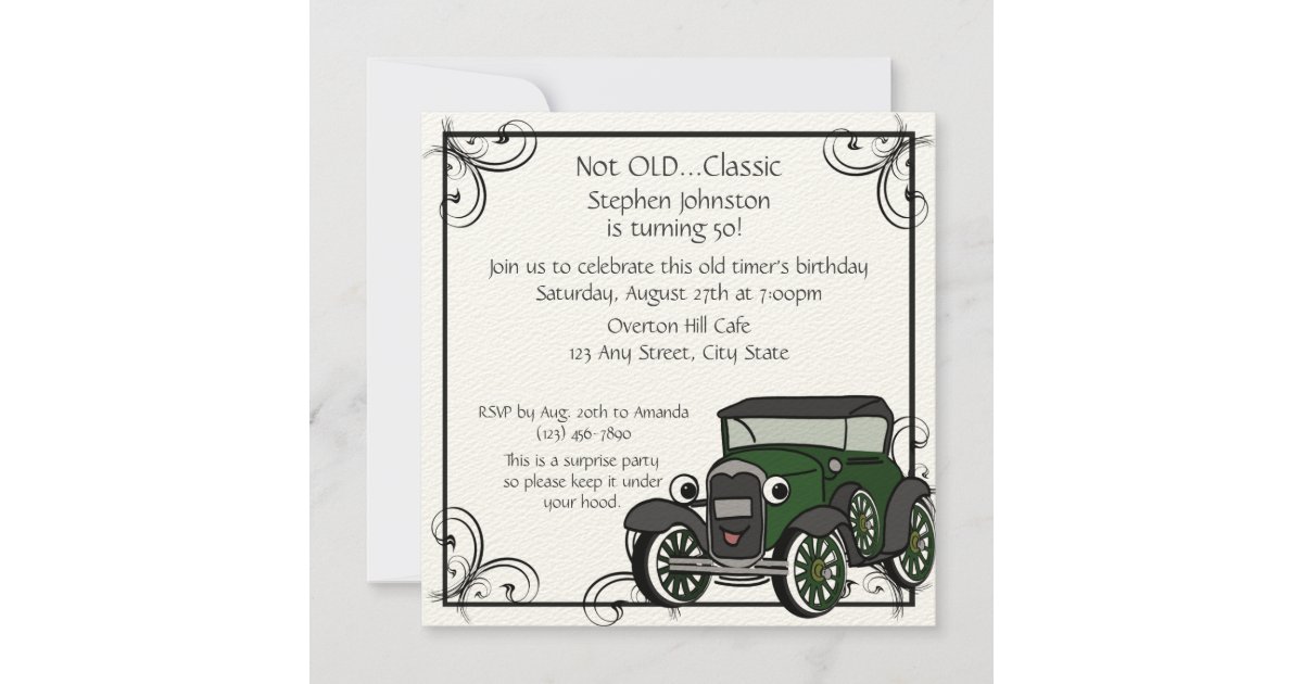 Antique Car Birthday Invitation | Zazzle
