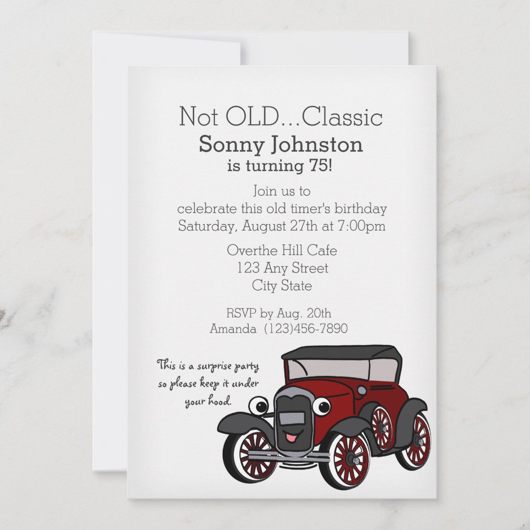 Antique Car Birthday Invitation | Zazzle