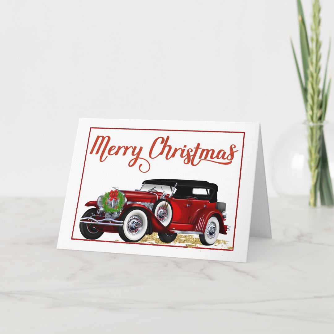 Antique Car Christmas Card | Zazzle
