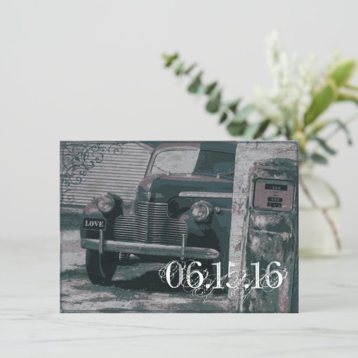 Antique Car Gas Pump Vintage Wedding Invitations | Zazzle