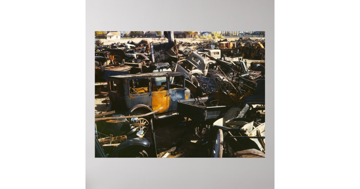 Antique Car Junkyard, 1942 Poster | Zazzle