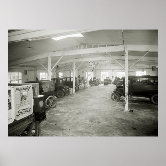 Antique Car Repair Shop, 1910s Poster | Zazzle.com