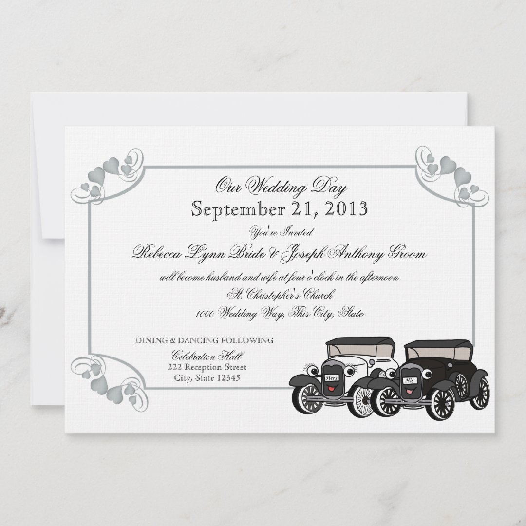 Antique Car Wedding Invitation | Zazzle