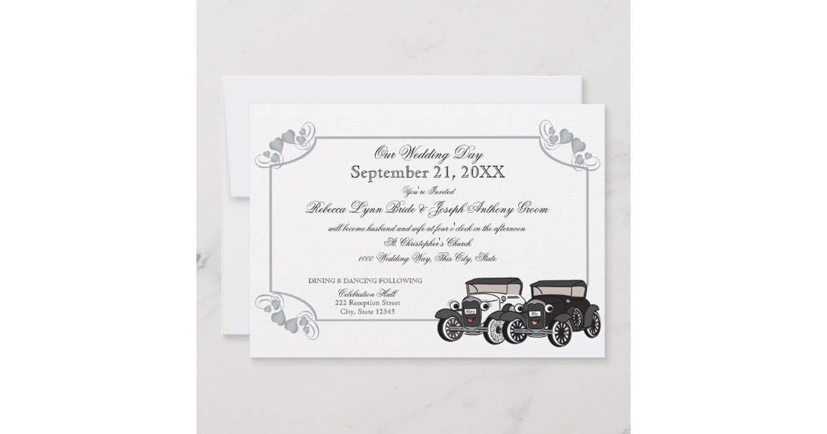 Antique Car Wedding Invitation | Zazzle