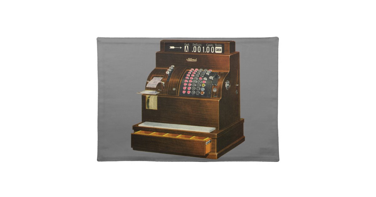 Antique Cash Register, Vintage Retail Business Cloth Placemat | Zazzle