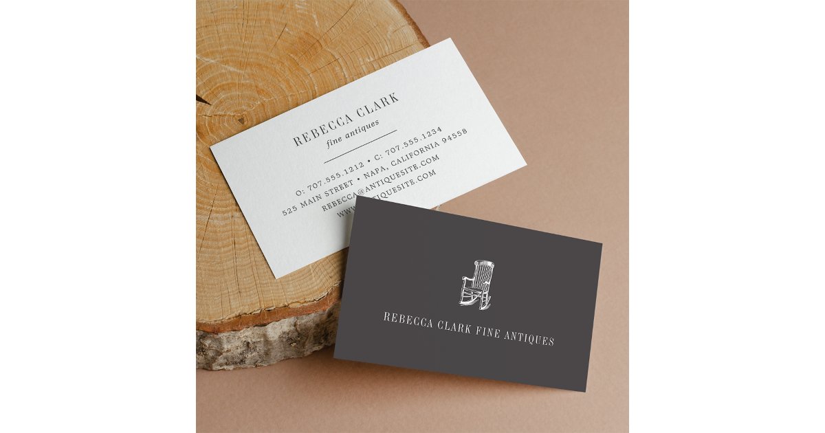 Antique Chair Business Card | Charcoal | Zazzle