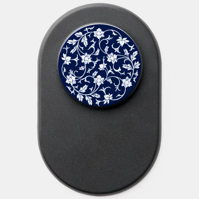 Antique Chinese Mandala Flowers Blue and White PopSocket | Zazzle