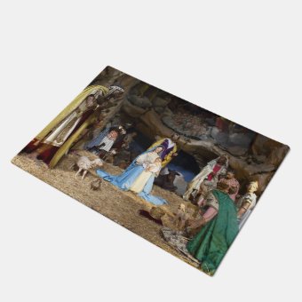 Antique Christmas Nativity Scene Doormat | Zazzle