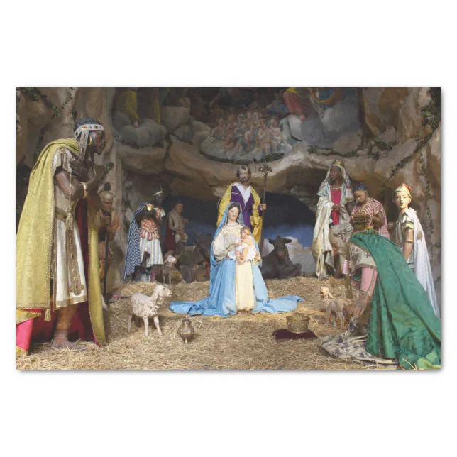 Antique Christmas Nativity Scene Tissue Paper | Zazzle