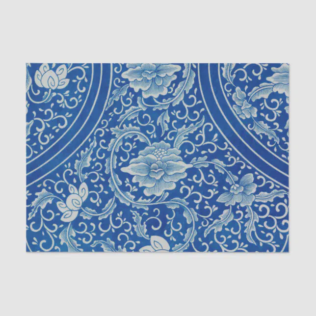 Antique Classic Chinese Floral Cobalt Blue Pattern Tissue Paper | Zazzle