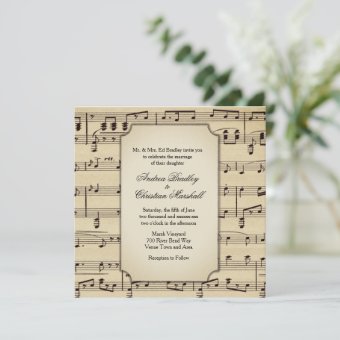 Antique Classical Music Theme Wedding Invitation | Zazzle
