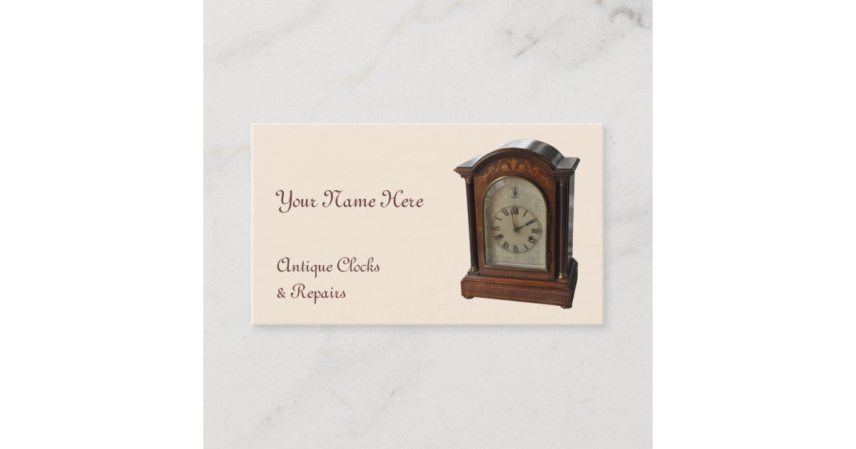 Antique clock cream business card | Zazzle