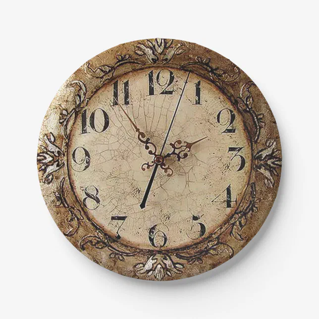 Antique Clock Paper Plates | Zazzle