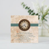 Antique Clock Wedding Invitation, Teal Invitation | Zazzle