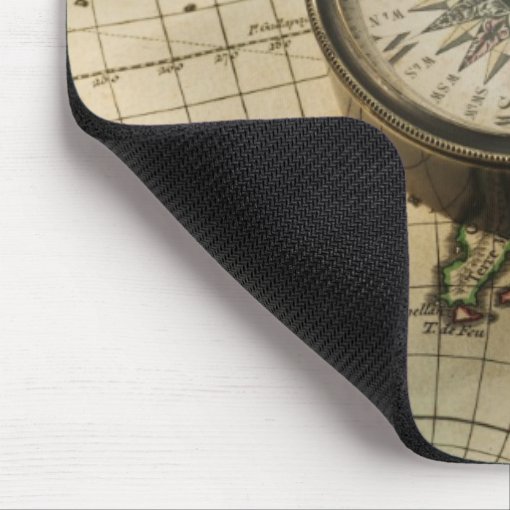 Antique compass on map mouse pad | Zazzle