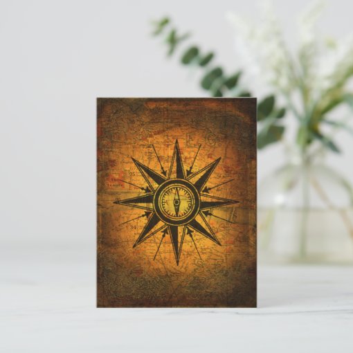 Antique Compass Rose Postcard | Zazzle