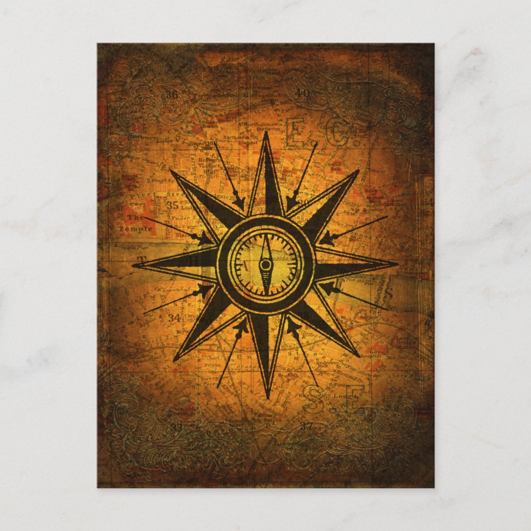 Antique Compass Rose Postcard | Zazzle