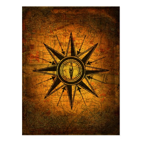 Antique Compass Rose Postcard