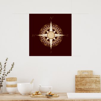 Antique Compass Rose Poster | Zazzle