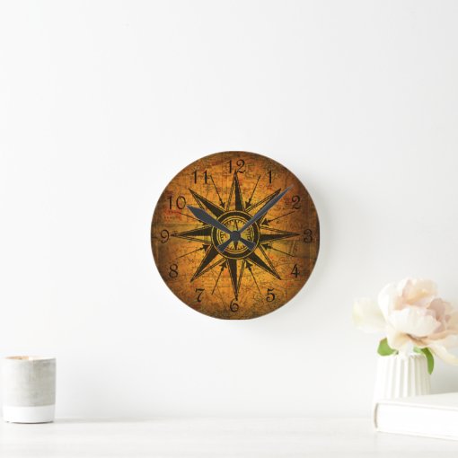 Antique Compass Rose Round Clock Zazzle
