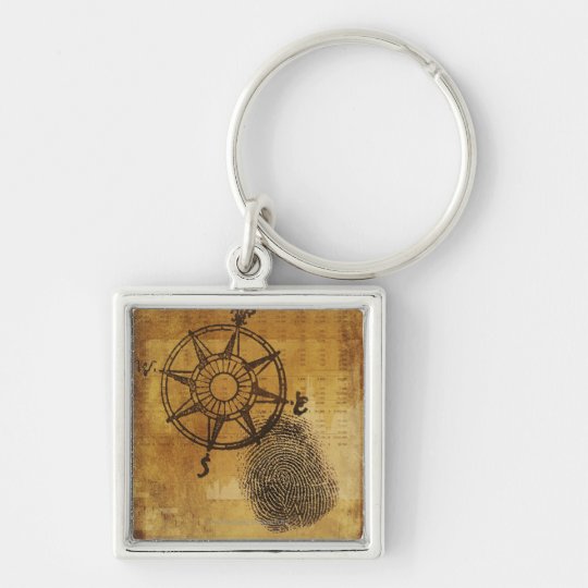 Antique compass rose with fingerprint square sticker | Zazzle.com