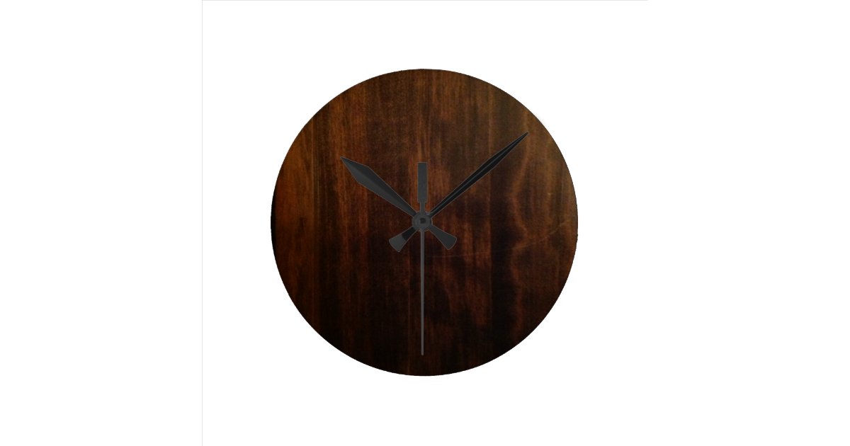 Antique Dark Wood Design Round Clock | Zazzle.com