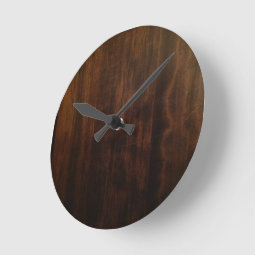 Antique Dark Wood Design Round Clock | Zazzle