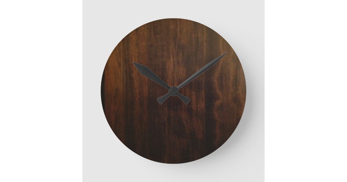 Antique Dark Wood Design Round Clock | Zazzle