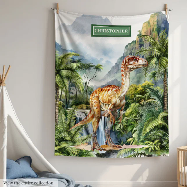 Antique Dinosaur Blanket Personalized Child Name | Zazzle