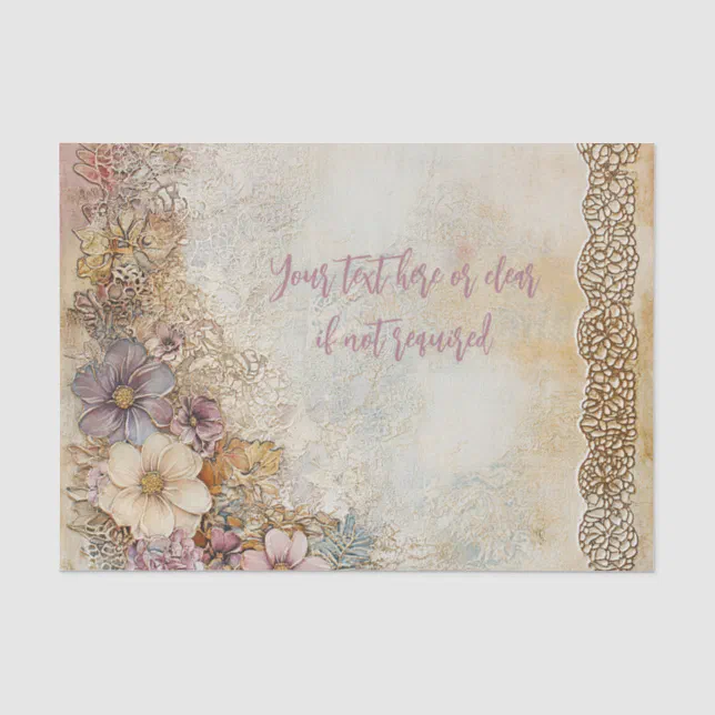 Antique Distressed Lace Personalized Decoupage Tissue Paper | Zazzle