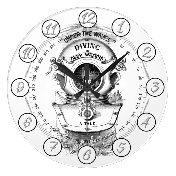 Antique diving helmet nautical large clock | Zazzle.com