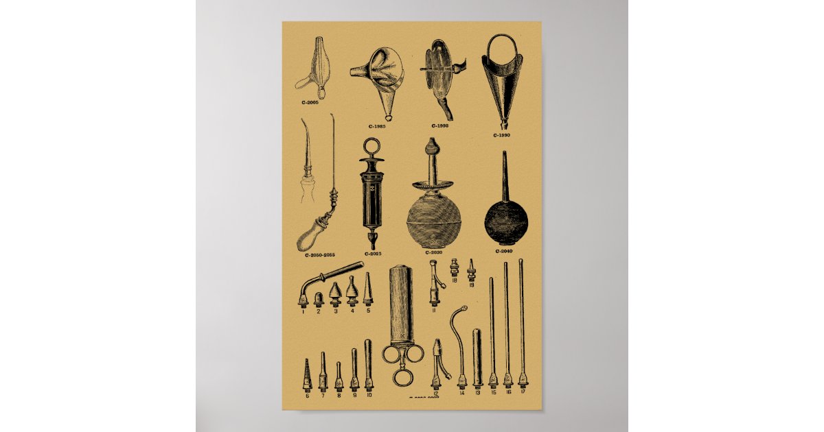 Antique Doctor's Surgical Instruments Print Poster | Zazzle