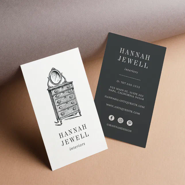 Antique Dresser | Vintage Furniture Business Card | Zazzle