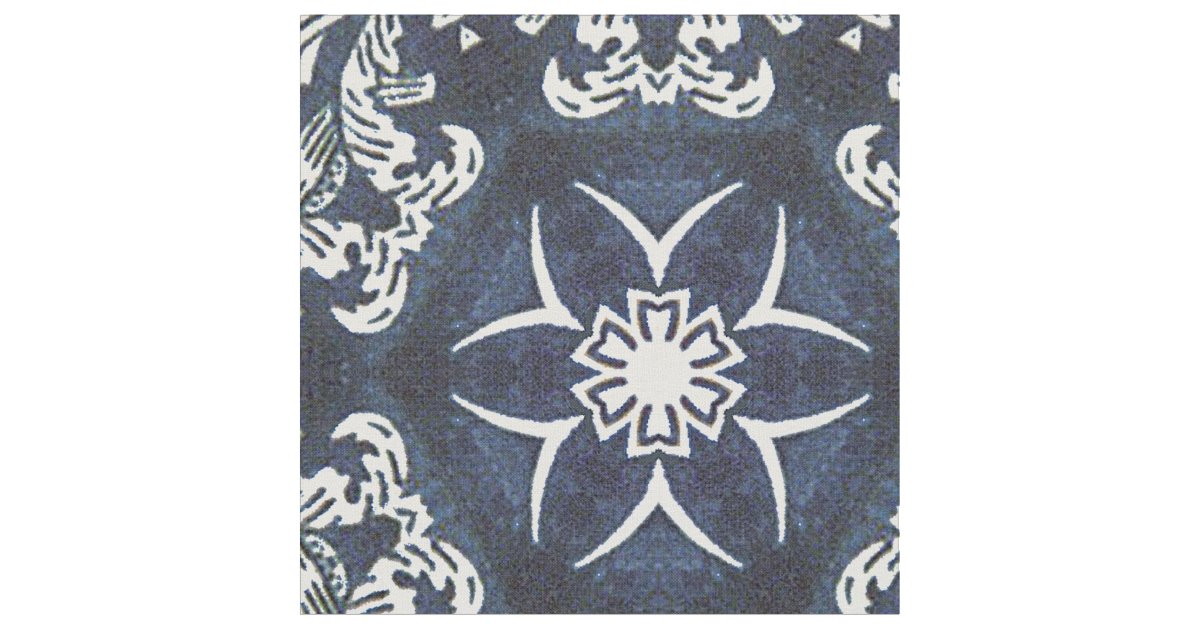 Antique Elegant Dutch Delfts Blue Floral Pattern Fabric | Zazzle