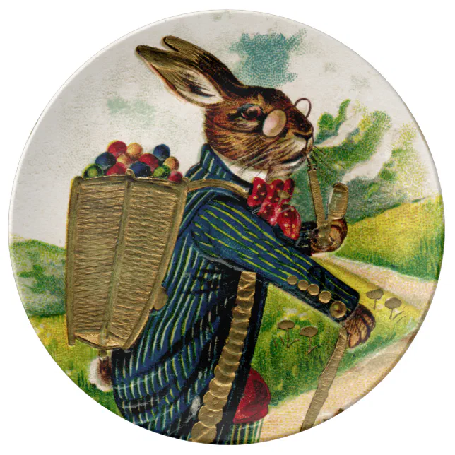 Antique Erudite Easter Rabbit Porcelain Plate | Zazzle