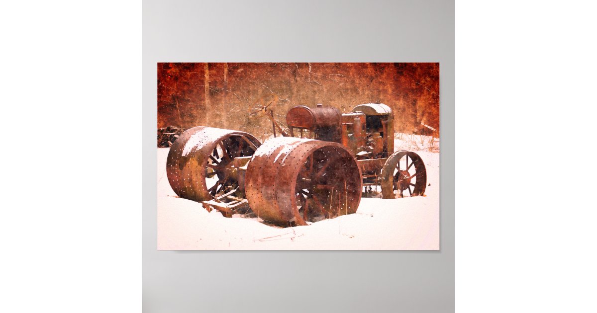 Antique Farm Tractor Poster | Zazzle